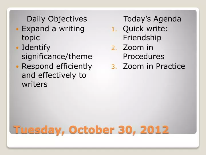 PPT - Tuesday, October 30, 2012 PowerPoint Presentation, free download ...