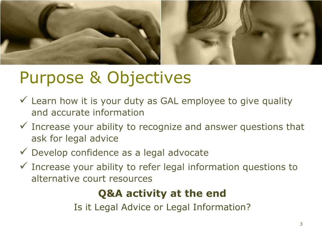 PPT - Bridging the Gap of Legal Advice vs. Legal Information: GAL Court ...