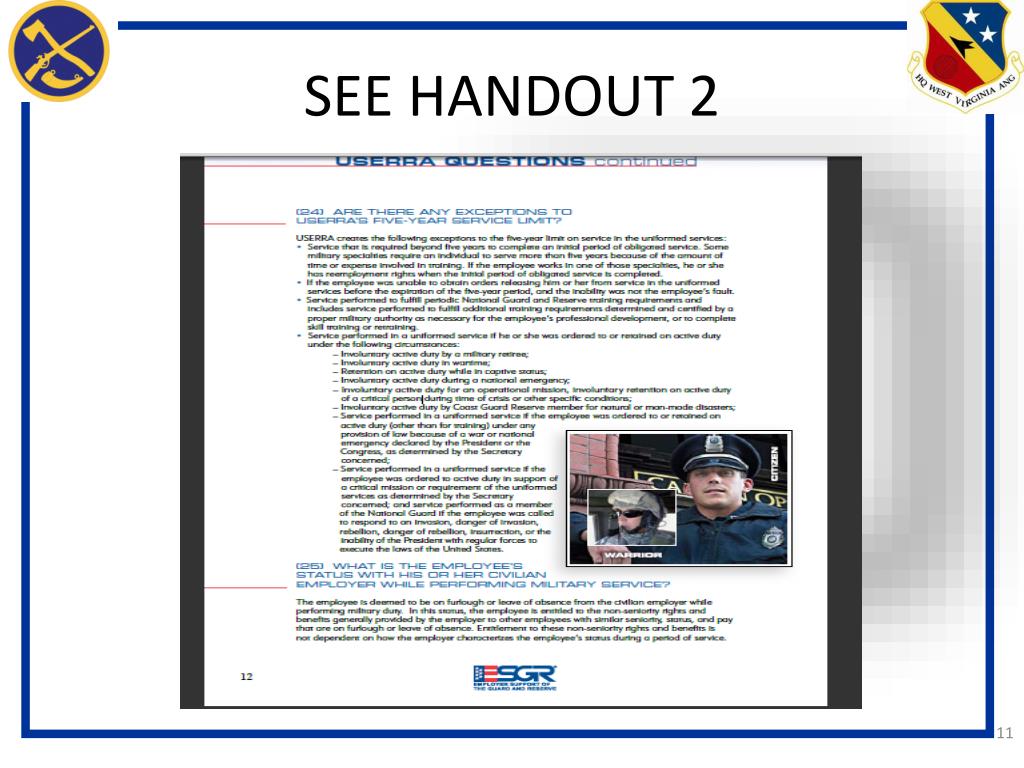 PPT - Uniformed Services Employment & Reemployment Rights Act (USERRA ...