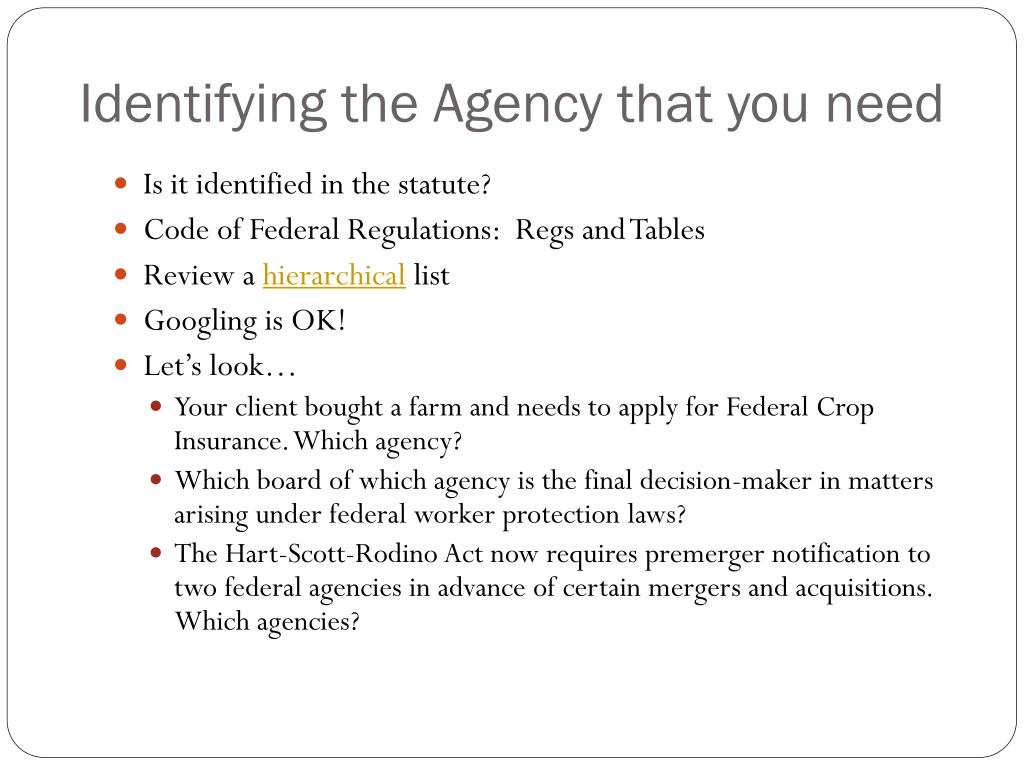 PPT - Administrative Legal Research Rules, Regulations, and the ...