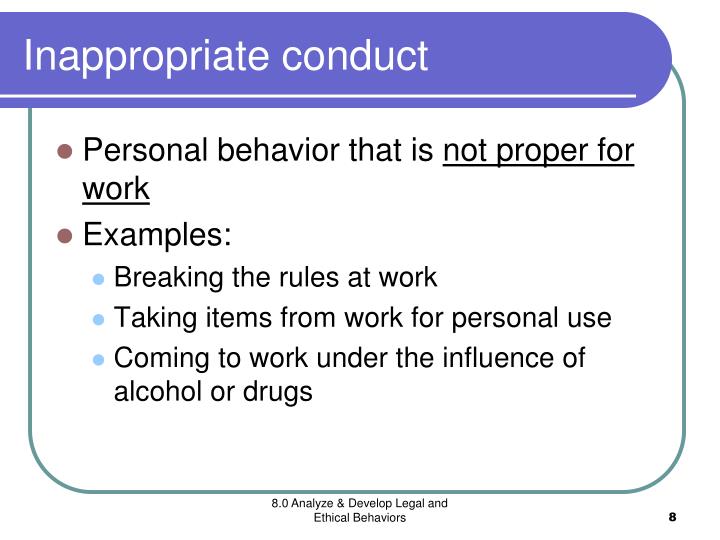 PPT - Inappropriate Work Behavior PowerPoint Presentation - ID:1557005