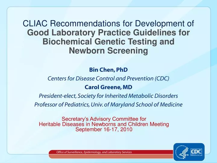 PPT - CLIAC Recommendations for Development of Good Laboratory Practice ...