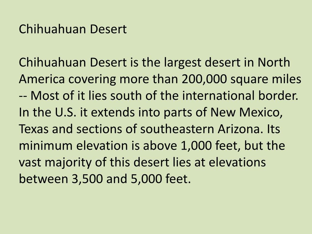 PPT - Chihuahuan Desert Mojave Desert Great Basin Desert Sonoran Desert ...