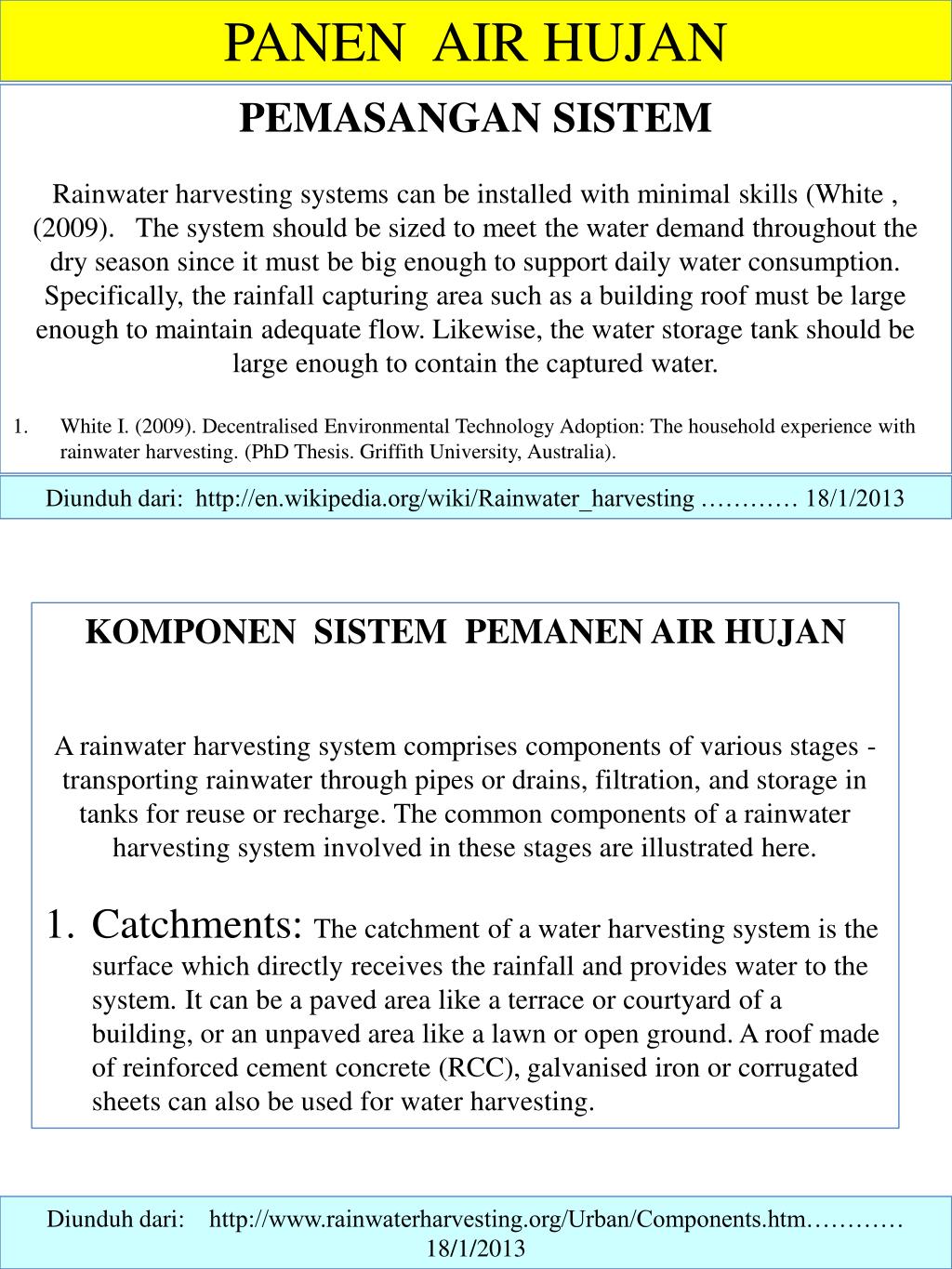 PPT - MK. PSDA PENGELOLAAN DAN PANEN AIR HUJAN PowerPoint Presentation ...
