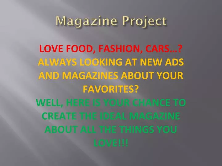 PPT - Magazine Project PowerPoint Presentation, free download - ID:1560492