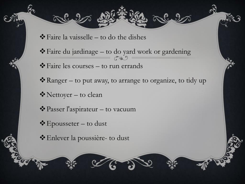 PPT - Les Travaux Domestiques PowerPoint Presentation, free download ...