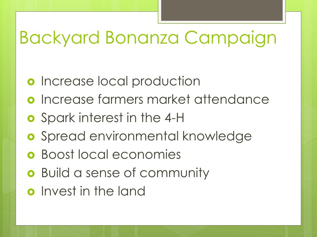PPT - The Backyard Bonanza Urban Mini Farming PowerPoint Presentation ...