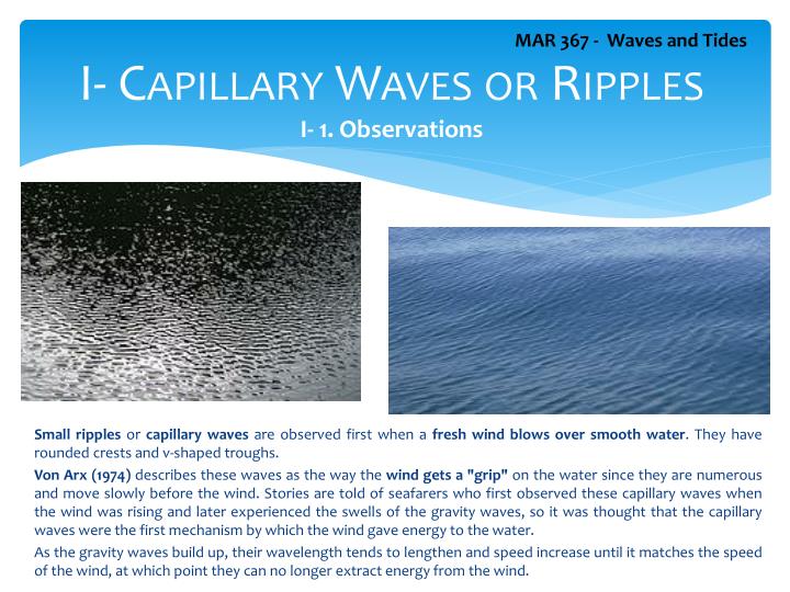 PPT - LECTURE 4 Offshore waves: Capillary waves, Wind Sea and Swell ...