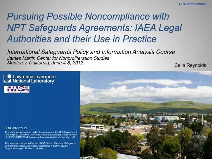 PPT - Pursuing Possible Noncompliance with NPT Safeguards Agreements ...
