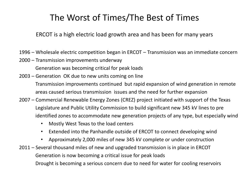PPT - The Status Of The Electric Grid In ERCOT The Electric Reliability ...