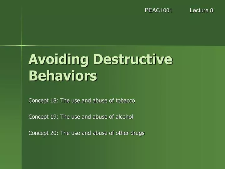 PPT - Avoiding Destructive Behaviors PowerPoint Presentation, free ...