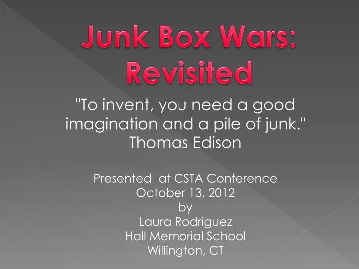PPT - Junk Box Wars: Revisited PowerPoint Presentation, free download ...