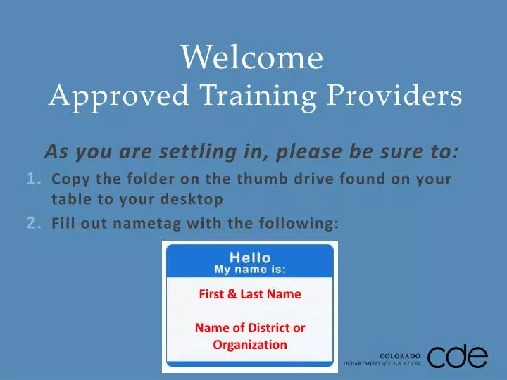 PPT - Welcome Approved Training Providers PowerPoint Presentation, free ...