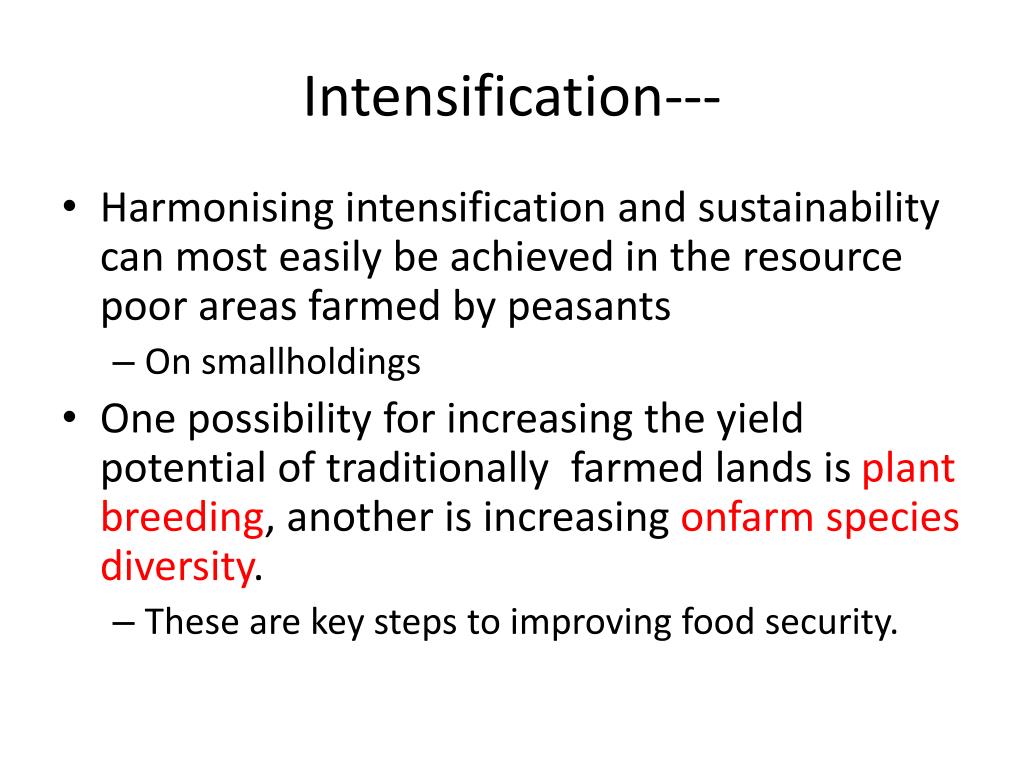 PPT - Importance of Biodiversity for agricultural intensification and ...