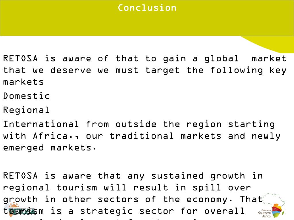 PPT - RETOSA and its Mandate in regional tourism Global Best practices ...
