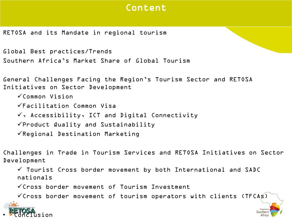 PPT - RETOSA and its Mandate in regional tourism Global Best practices ...