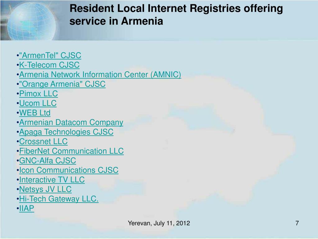 PPT - Overview of Internet Governance and Local Registries in Armenia ...