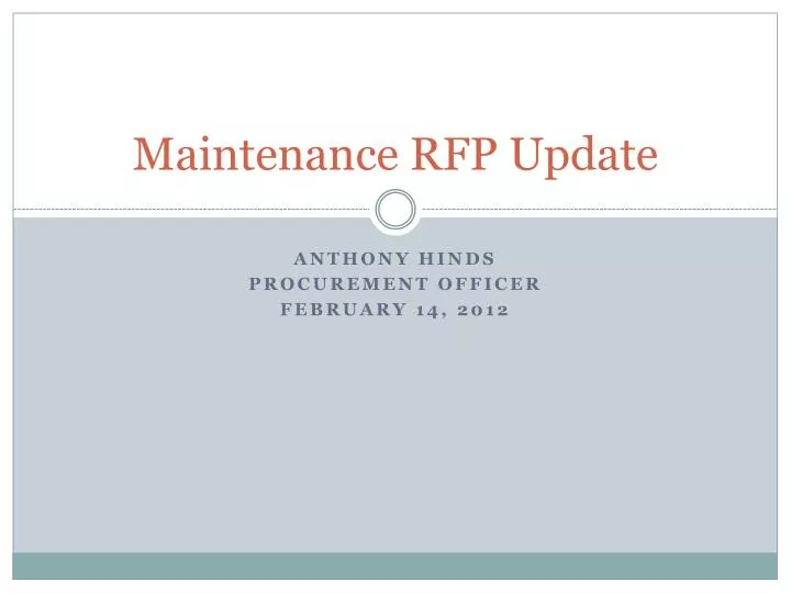 PPT - Maintenance RFP Update PowerPoint Presentation, free download ...
