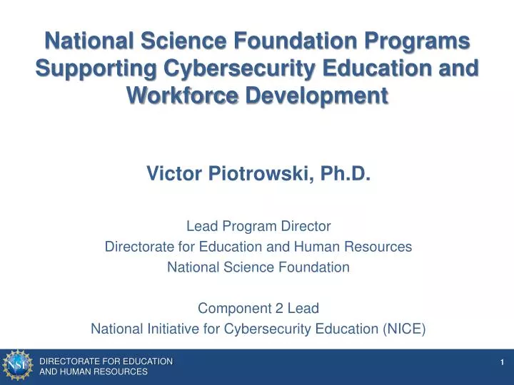 PPT - National Science Foundation Programs Supporting Cybersecurity ...