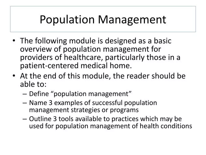 PPT - Population Management PowerPoint Presentation, free download - ID ...