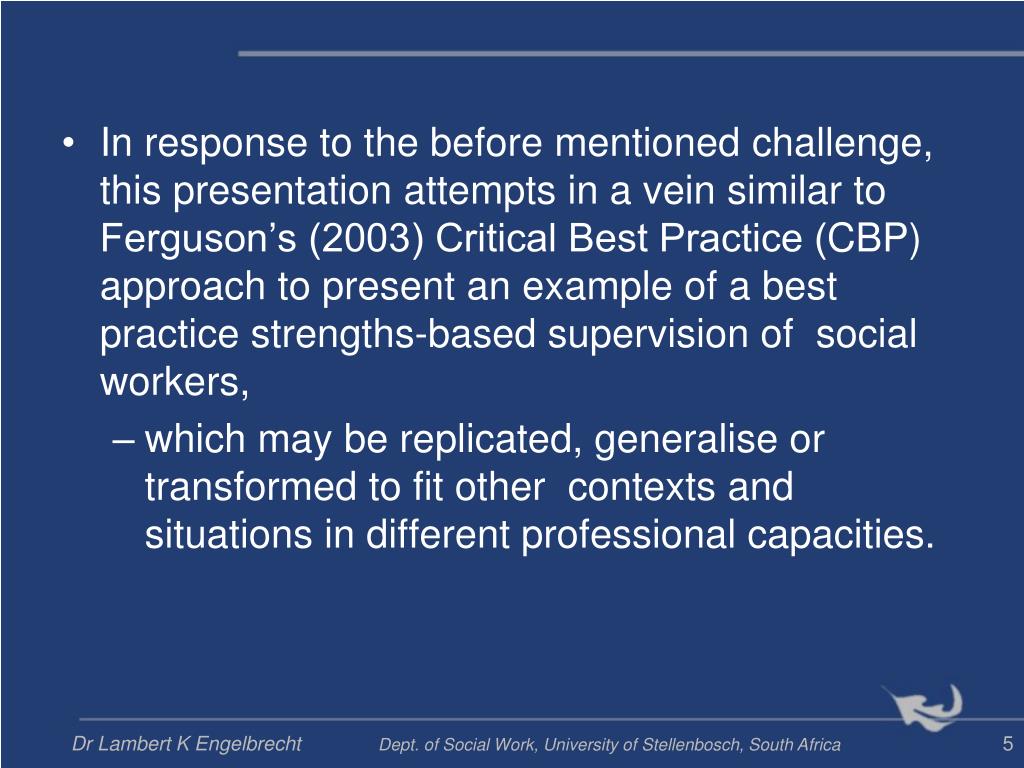 PPT - THE OPERATIONALISATION OF STRENGTHS-BASED SUPERVISION AS AN ...