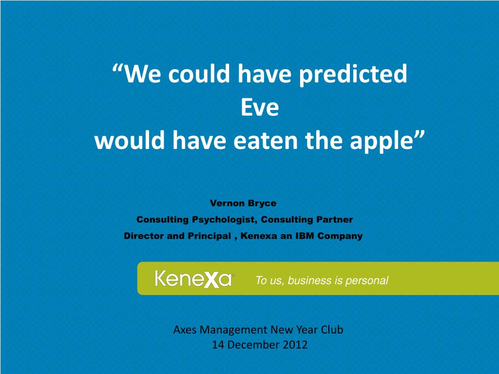 PPT - Vernon Bryce Consulting Psychologist, Consulting Partner Director ...