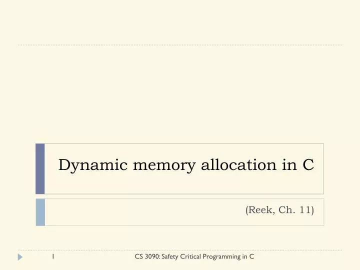 PPT - Dynamic memory allocation in C PowerPoint Presentation, free ...