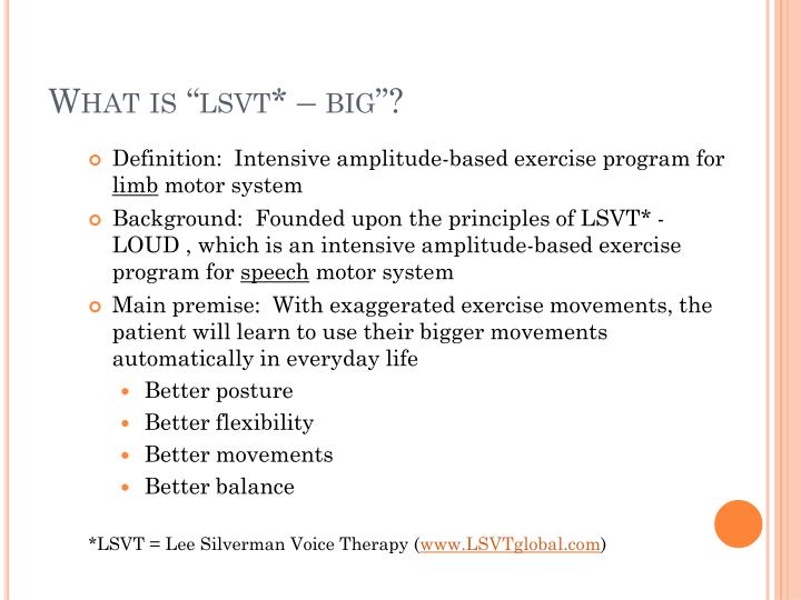PPT - Think BIG! Exercises for Individuals with Parkinson’s Disease ...