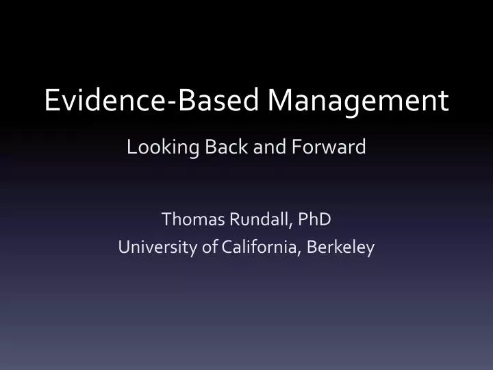 PPT - Evidence-Based Management PowerPoint Presentation, free download ...