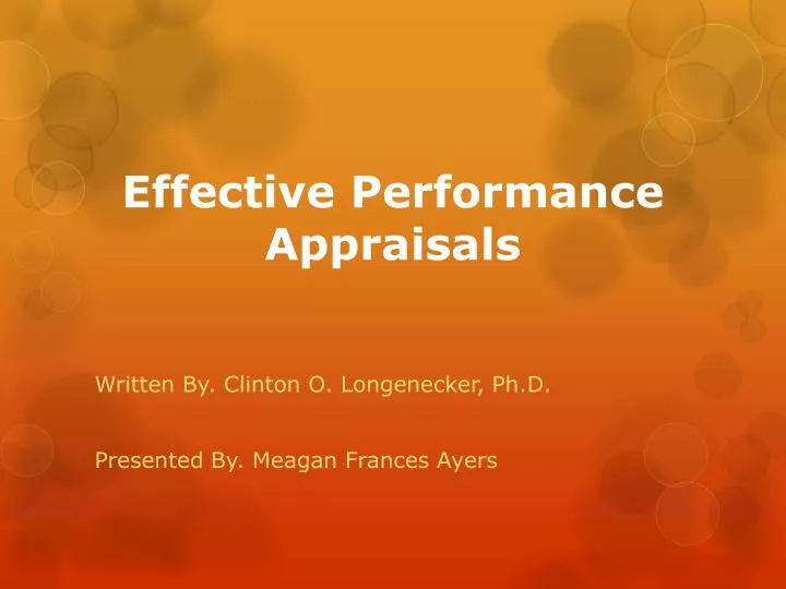 PPT - Effective Performance Appraisals PowerPoint Presentation, free ...