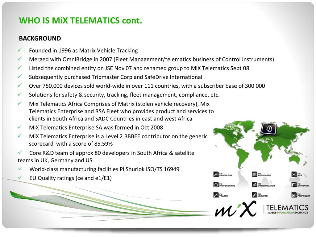 PPT - MiX Telematics - Company, Products & Services PowerPoint ...