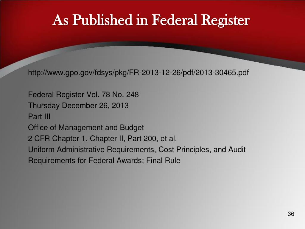 PPT - 2 CFR 200 “Uniform Federal Grant Guidance” PowerPoint ...