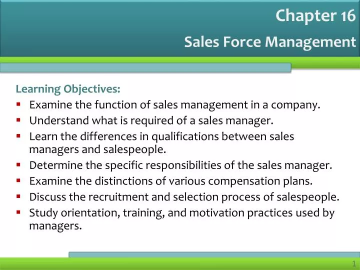 PPT - Sales Force Management PowerPoint Presentation, free download ...