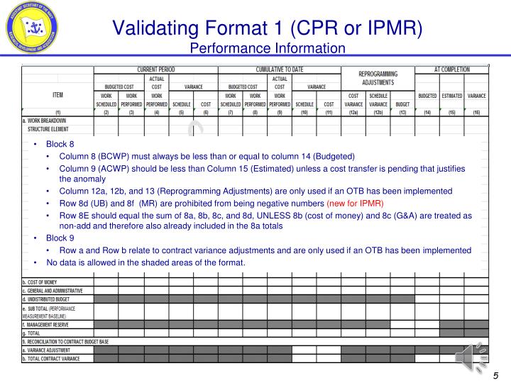 PPT - Validating IPMRs, CPRs, and IMS Deliverables August 2013 NAVY ...