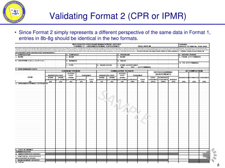 PPT - Validating IPMRs, CPRs, and IMS Deliverables August 2013 NAVY ...