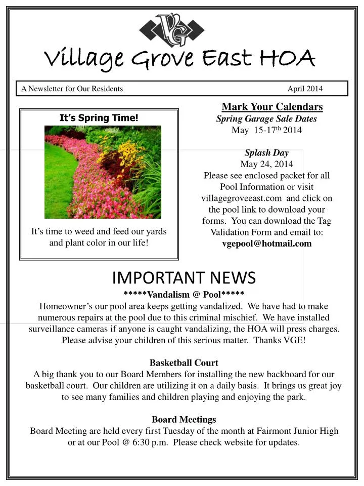 PPT - A Newsletter for Our Residents April 2014 PowerPoint Presentation ...
