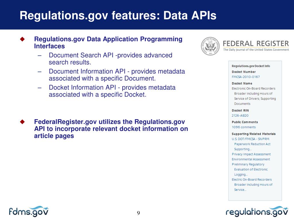 PPT - Federal Docket Management System (FDMS.gov) Regulations.gov Federal Register Liaison ...