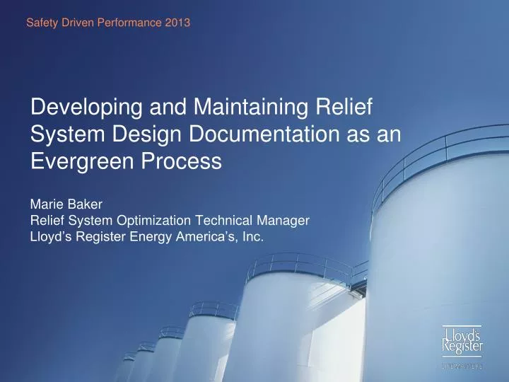 PPT - Developing and Maintaining Relief System Design Documentation as ...