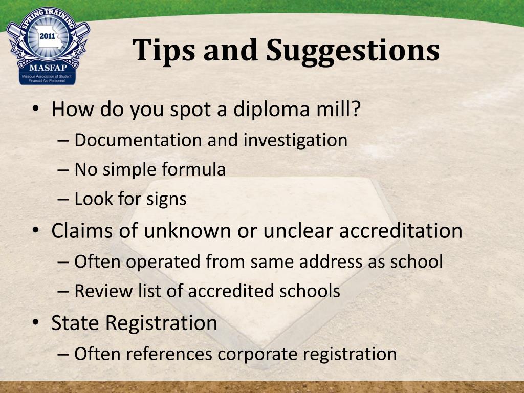 PPT - Diploma Mills: Don’t Strike Out PowerPoint Presentation, free ...