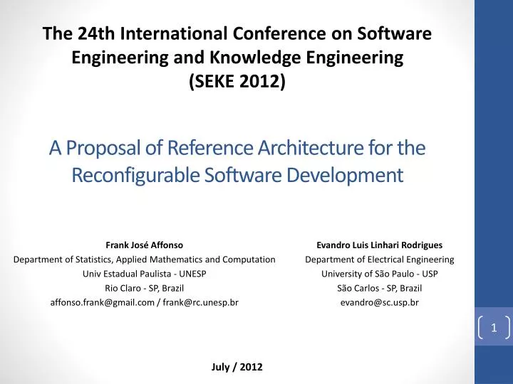PPT - A Proposal of Reference Architecture for the Reconfigurable ...