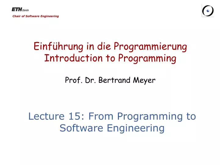 Ppt Einführung In Die Programmierung Introduction To Programming Prof
