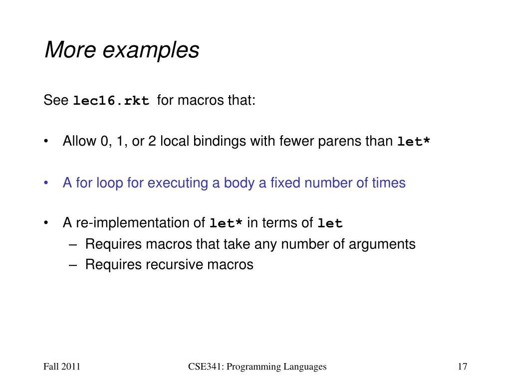 Ppt Cse341 Programming Languages Lecture 16 Macros Powerpoint Presentation Id1575914