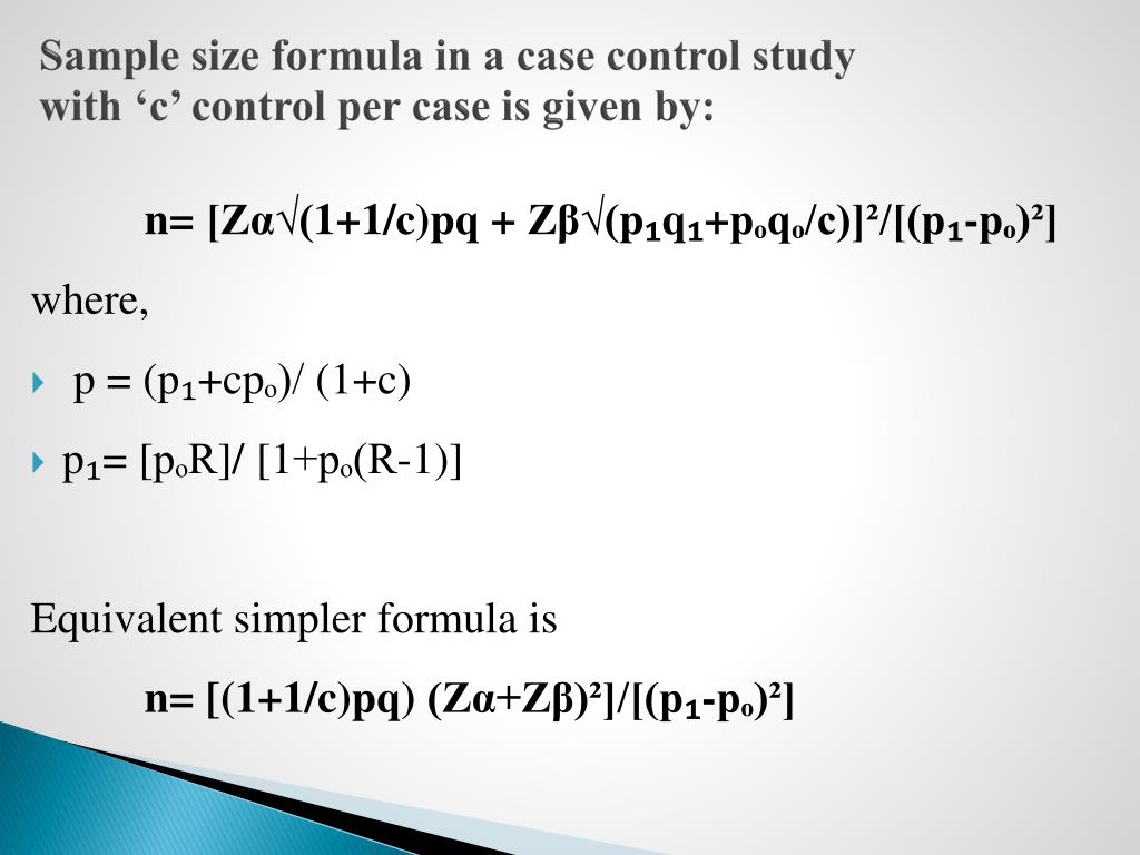 Calculation Of Sample Size In Case Control Study Study Poster