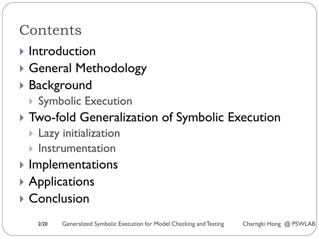 Ppt Generalized Symbolic Execution For Model Checking And Testing