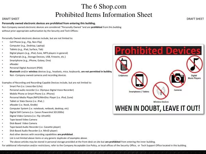 PPT - The 6 Shop.com Prohibited Items Information Sheet PowerPoint ...