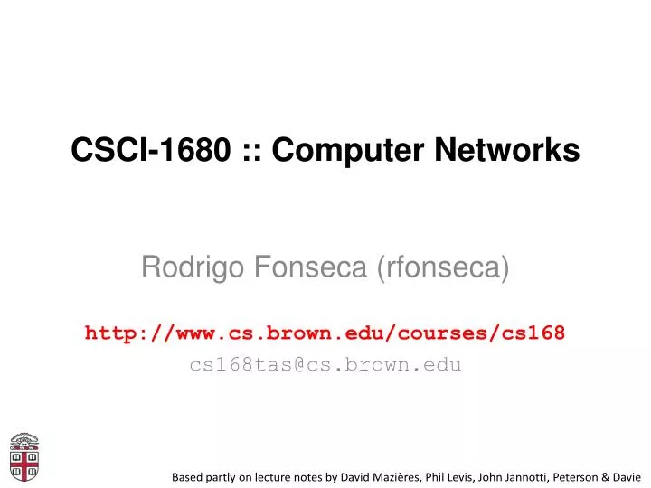 PPT - CSCI-1680 :: Computer Networks PowerPoint Presentation, free ...