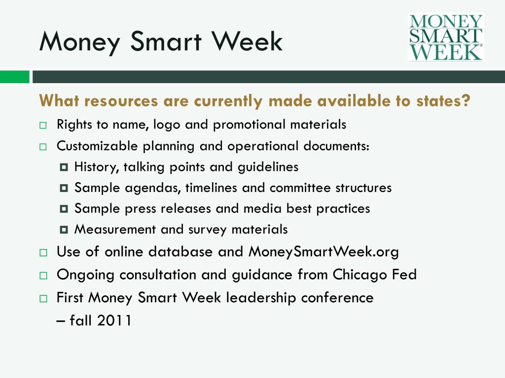 PPT - Federal Reserve Bank of Chicago Money Smart Week PowerPoint ...