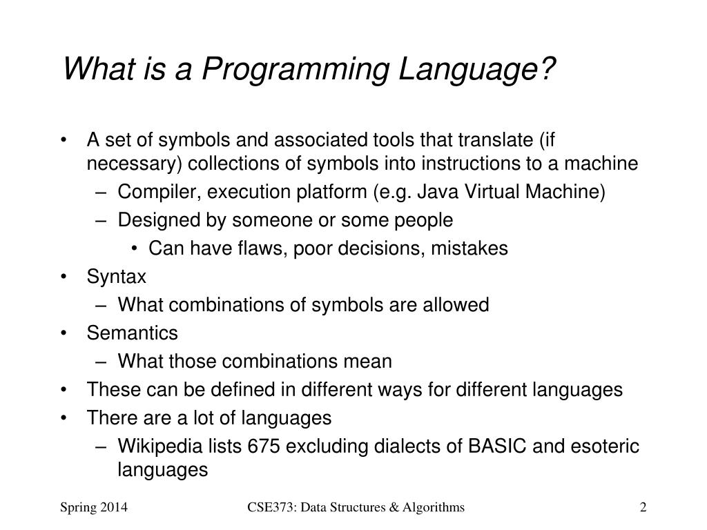 Ppt Cse 373 Data Structure And Algorithms Lecture 25 Programming Languages Powerpoint 0545