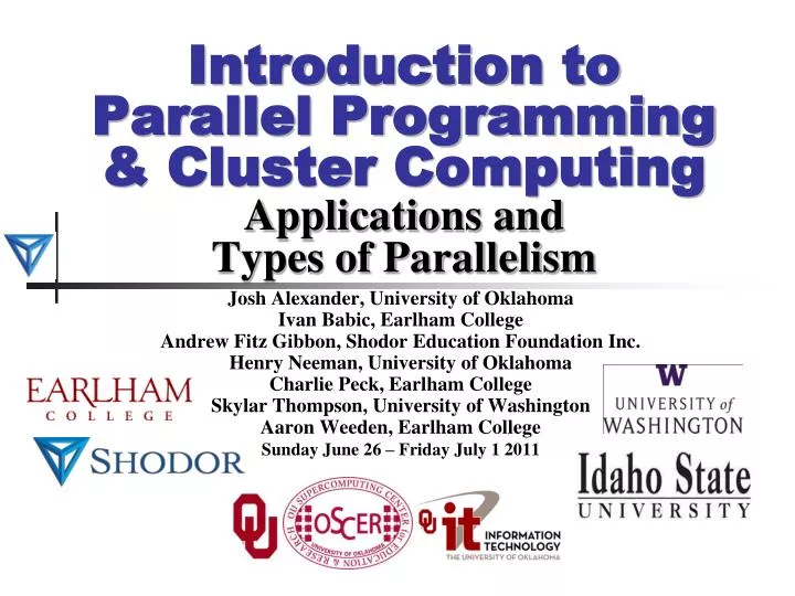 Ppt Introduction To Parallel Programming And Cluster Computing Applications And Types Of