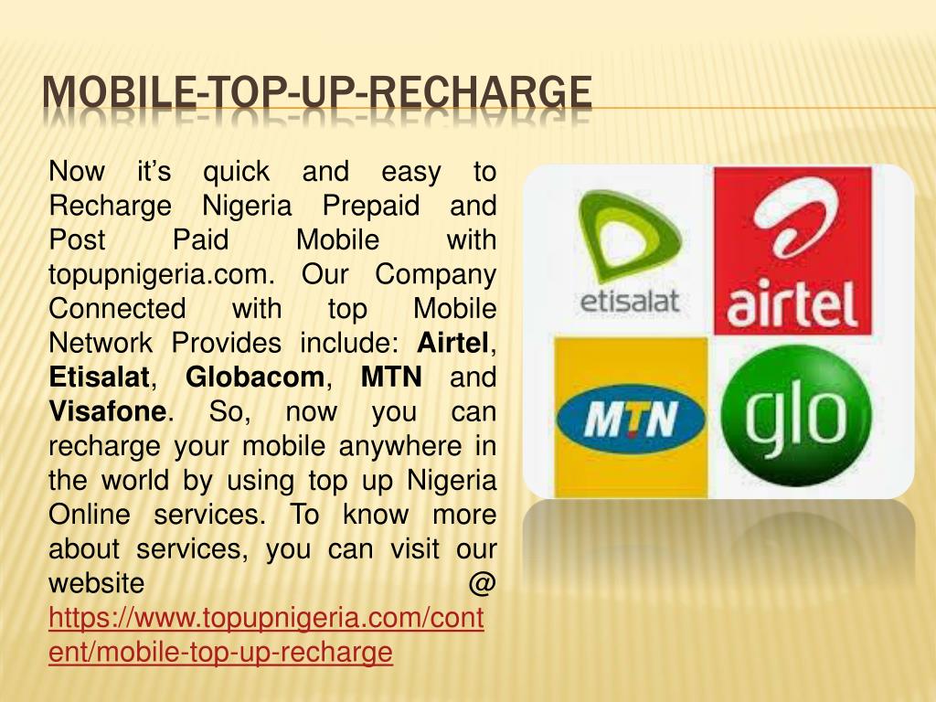 PPT - Nigeria Mobile Top UP, Bill Payment and Money Transfer Onlin ...